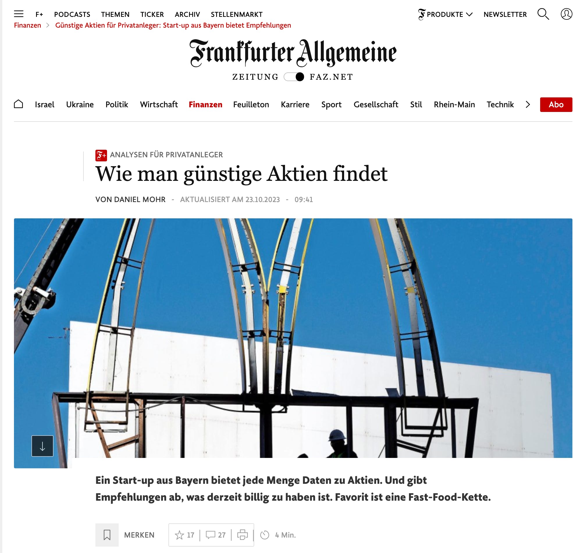 Eulerpool Research Systems und Michael C. Jakob im Gespräch mit der FAZ ...