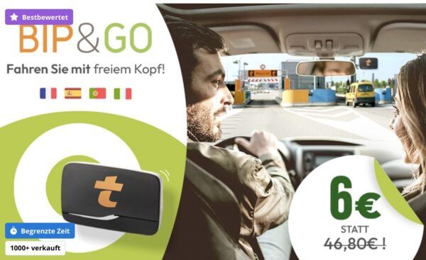 BIP & GO: Badge zur automatischen Mautzahlung für 4,99€ (Frankreich, Spanien, Portugal, Italien)