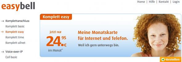 Easybell: Doppel-Flat Komplett easy mit VDSL 50 wieder für 24,95 Euro