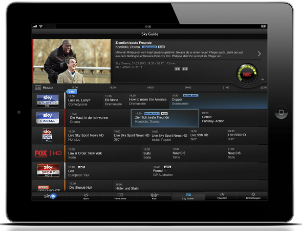 Sky Guide für Sky Go: Aufnahmen von unterwegs programmieren