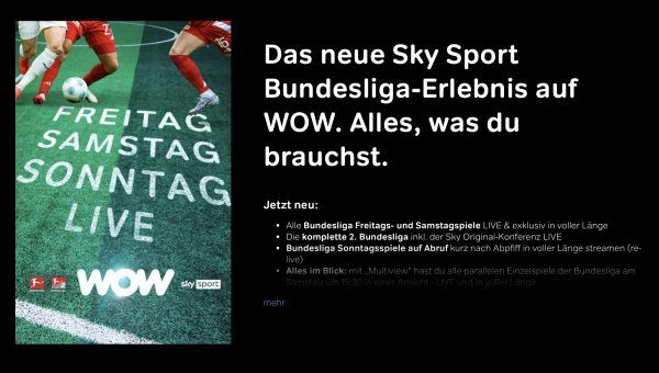WOW TV Live Sport für 29,99€ statt 44,99€ im Jahresabo